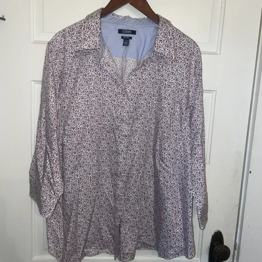 Chaps | Tops | Chaps No Iron Subtle Patriotic Ladies Button Up Shirt ...